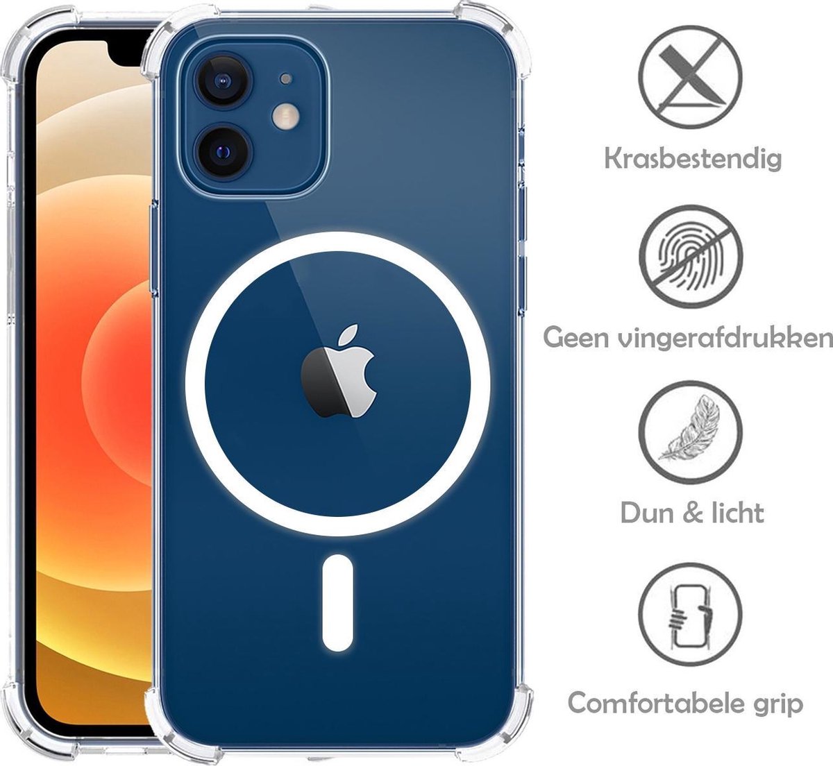 Hoesje Geschikt voor iPhone 12 Hoesje Geschikt voor Magsafe Shockproof ...