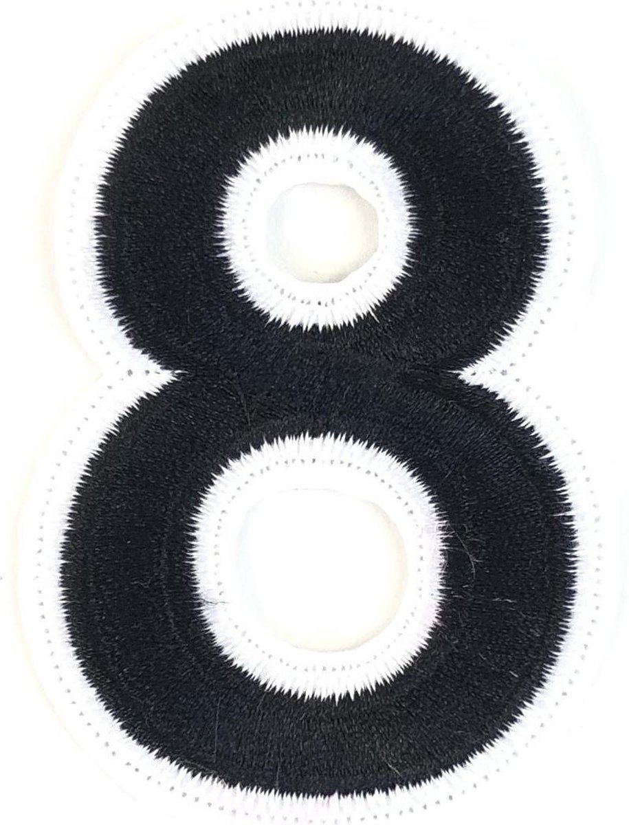 Cijfer Nummer 0 Tot 9 Strijk Emblemen Patch Zwart Wit Cijfer 8 / 5.6 cm ...