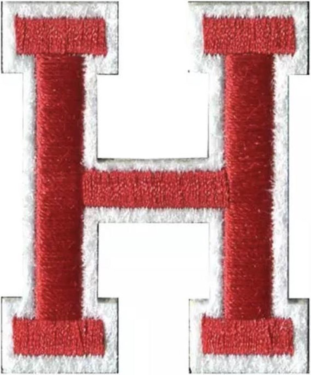 Alfabet Strijk Letter Embleem Patch Rood Wit Dun Randje 4 / Letter H ...