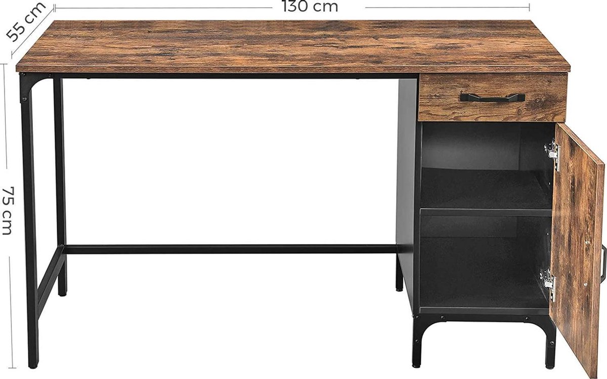 Hoppa! Bureau, Computer bureau, bureau met lade en kast - Bruin - Hout ...