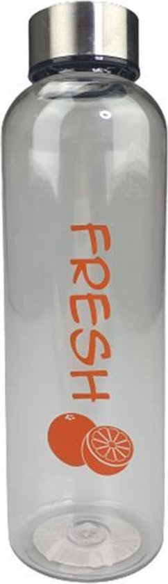 Waterfles met print 'Fresh' - Transparant / Oranje - Kunststof ...
