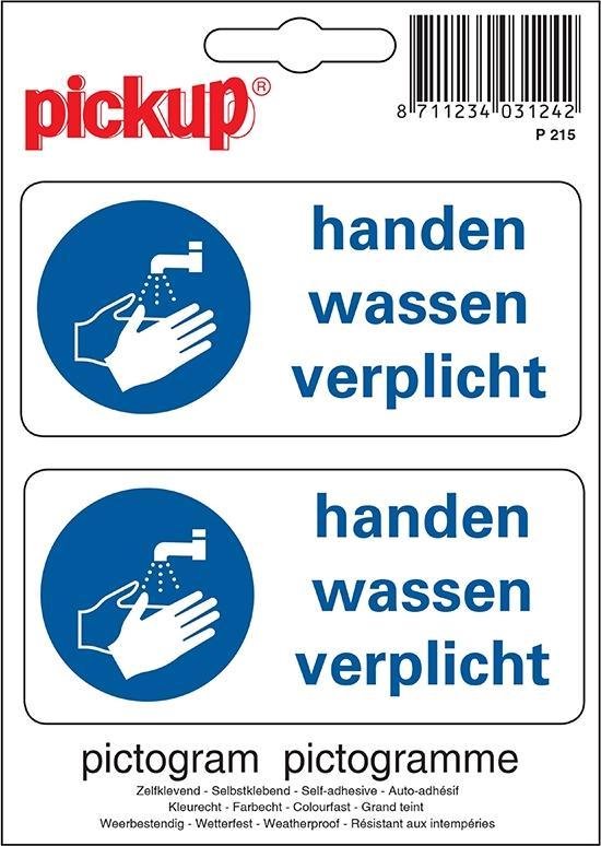 Pickup Pictogram 10x10 cm - handen wassen verplicht 2x | bol