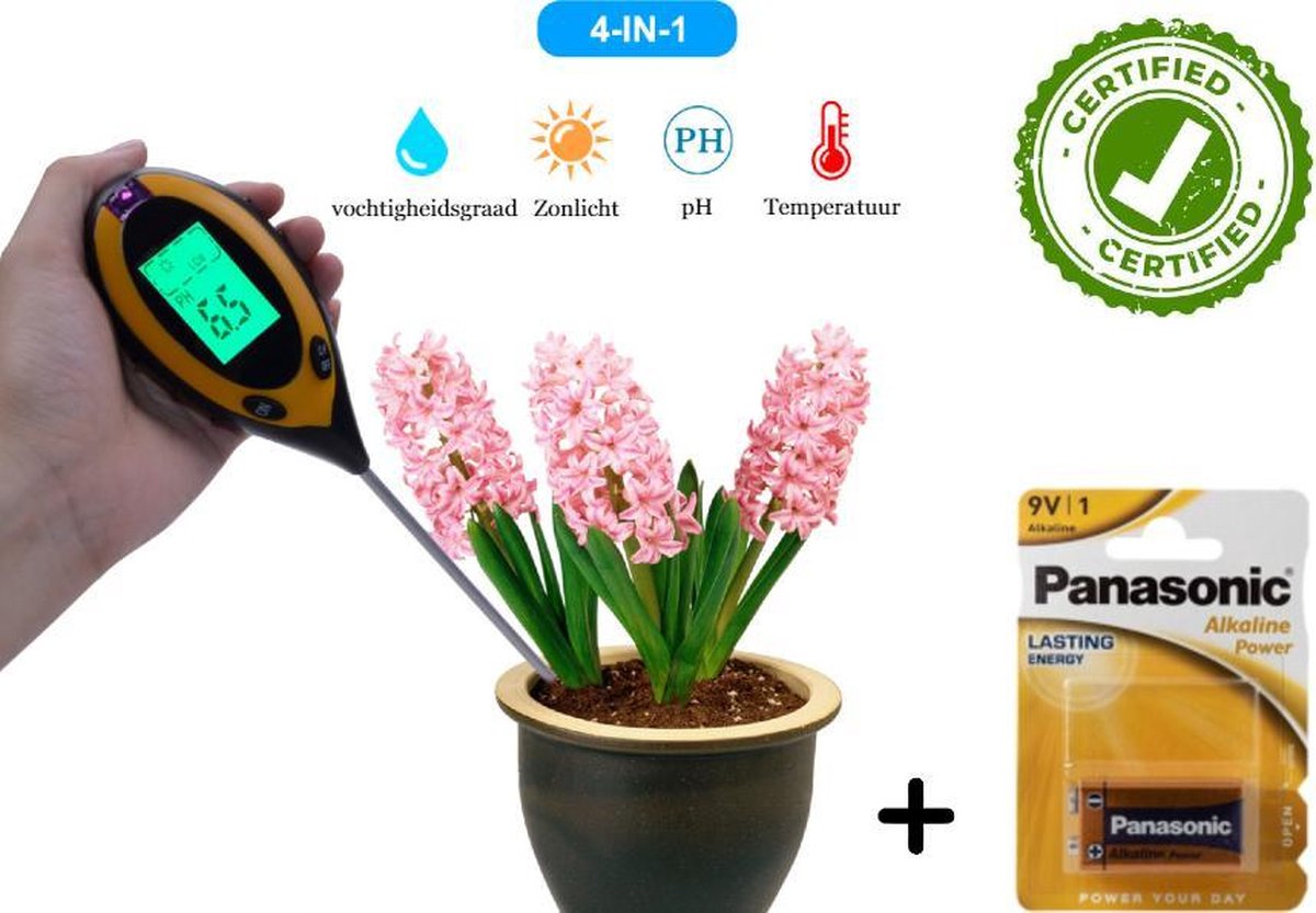 AD & Care® Vochtmeter Planten 4in1 | PH-Meter |Vochtigheidsmeter | 4in1 ...