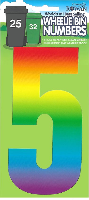 huisnummer sticker - nr. 5 - regenboog - huisnummer stickers ...