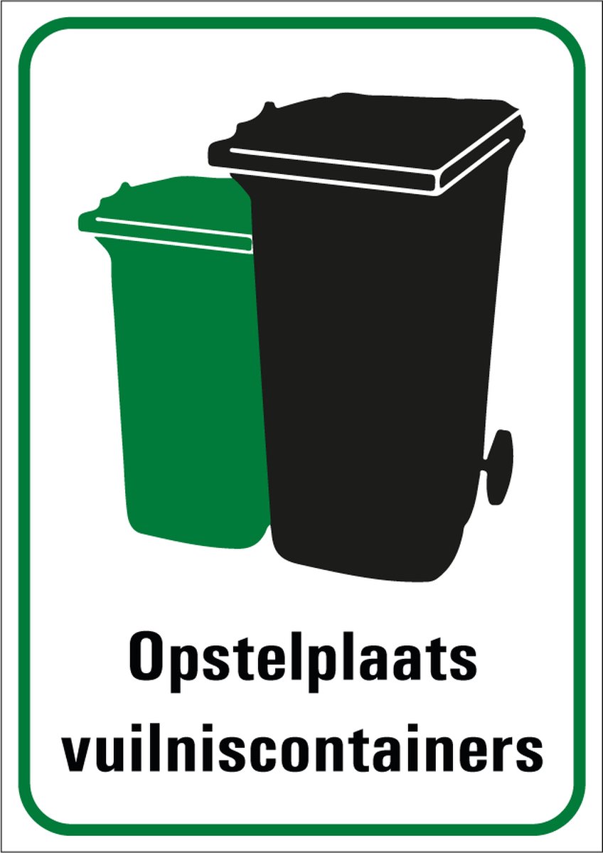 Opstelplaats vuilniscontainers bord - kunststof 210 x 297 mm | bol.com
