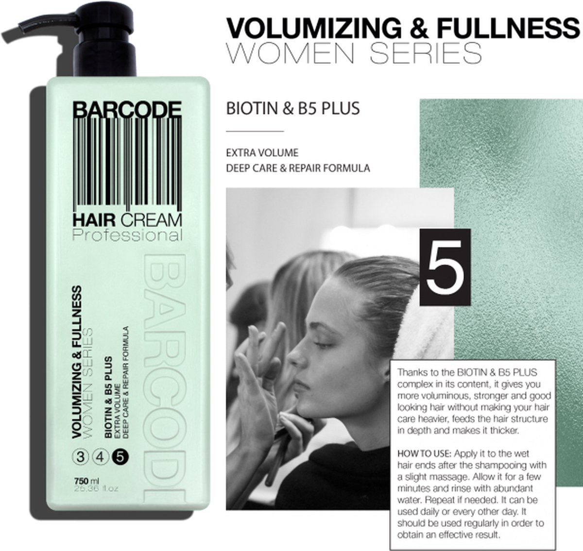 BARCODE - Hair Cream - Volumizing & Fullness -750ml | bol