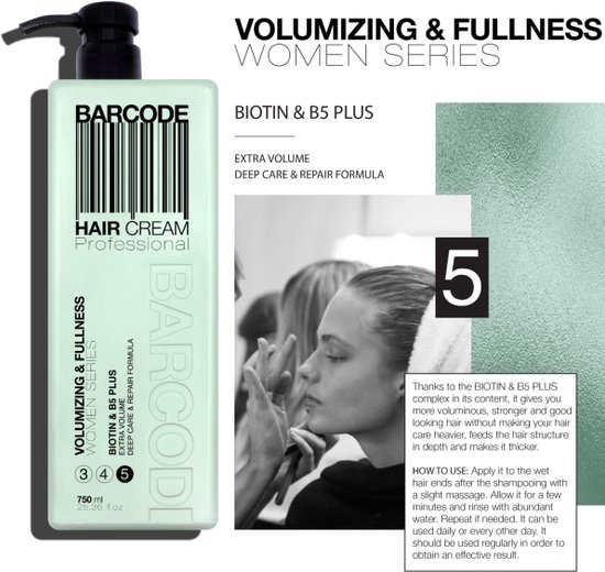 BARCODE - Hair Cream - Volumizing & Fullness -750ml | bol