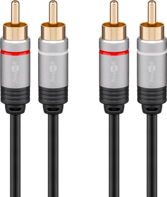 Stereo Tulp Kabel - Afgeschermd - Verguld - 0,75 meter - Zwart | bol