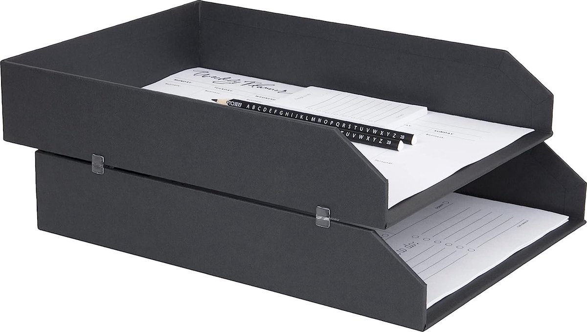 Set van 2 brievenbakjes voor het bureau – stapelbare opbergvakken voor ...