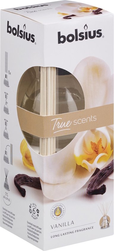 Bolsius True Scents Vanille Geurstokjes - 45ml | bol