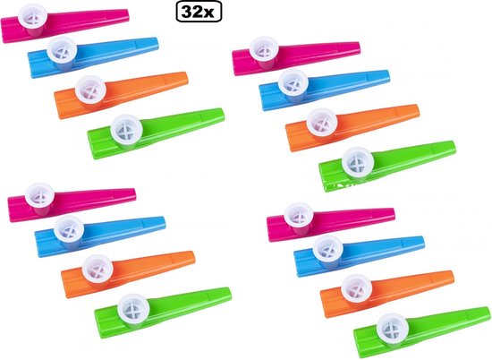 32x Muziek instrument Kazoo assortie kleuren - Fluit muziek blaas thema ...