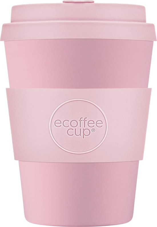 Ecoffee Cup Local Fluff PLA - Koffiebeker to Go 350 ml - Roze Siliconen ...