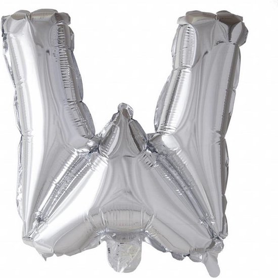 Folie Ballon Letter W Zilver 41cm met Rietje | bol