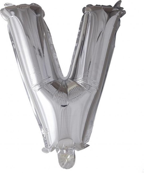 Folie Ballon Letter V Zilver 41cm met Rietje | bol