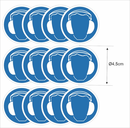 Gehoorbescherming verplicht, pictogram sticker set 12 stuks. | bol