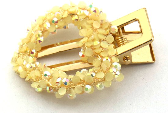 Haarspeld Hartje Glitter - Haarclip - 4 cm - Geel | bol