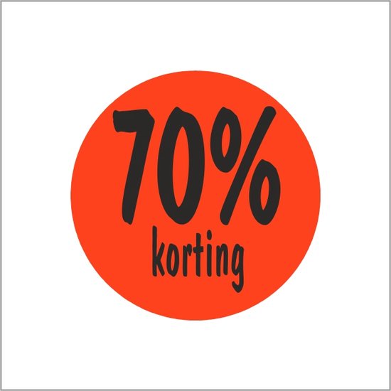 70% Korting Etiketten - Reclame Stickers - Ø35 mm - Fluor Rood - Rol ...