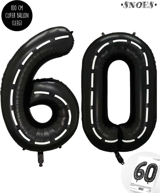 Ballon aluminium aluminium chiffre XXL - Chiffre 60 ans - Zwart - Wit ...