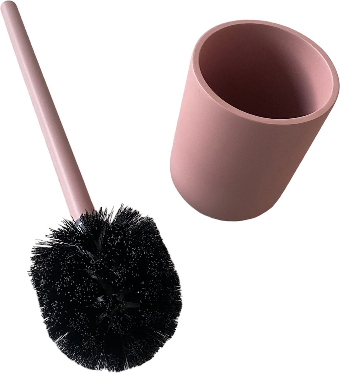 Luxe roze toiletborstel met houder - mat roze - badkamer - toilet | bol