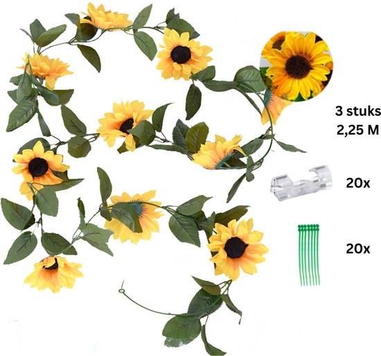 Joya Party® Zonnebloem Slinger Decoratie Set van 3 stuks | Kunsbloemen | Backdrop... | bol