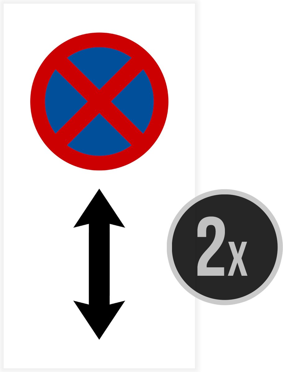 Pictogram/ bord | Parkeren en stilstaan verboden - met pijlen | 20 x 40 ...