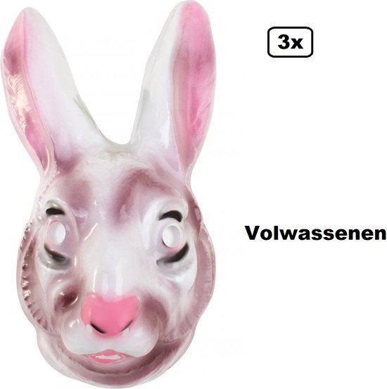 3x Masker haas/konijn volwassenen - Pasen Paashaas festival thema feest ...