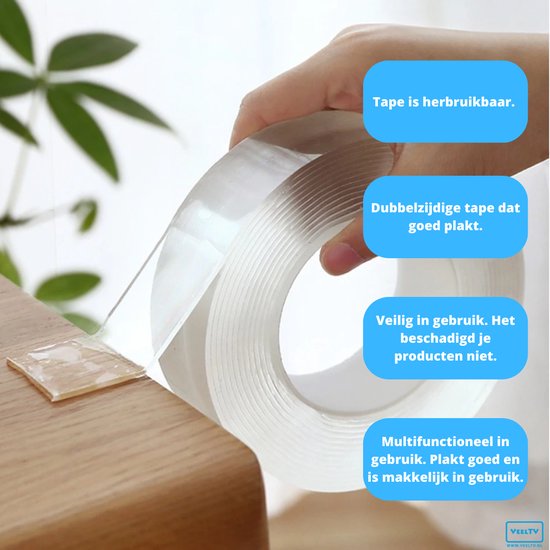 Nano Tape - Dubbelzijdig Tape - 5M - Extra Sterk - Gekko Tape - Transparant - Montage... | bol