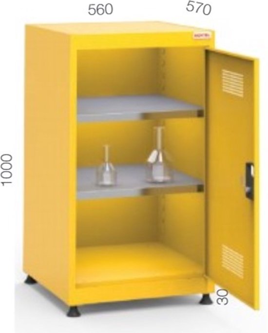 Huvema - Milieukast - chemiekast met 2 legborden - BL CMC 560x570x1000 ...