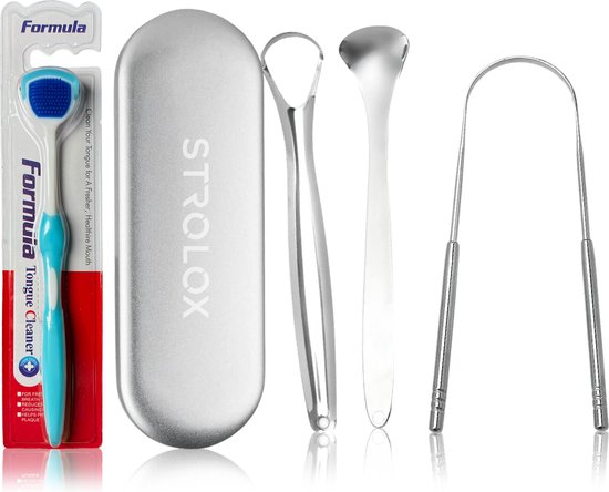 Strolox RVS Tongschraper 5 in 1 set | Tongreiniger | Mondverzorging ...