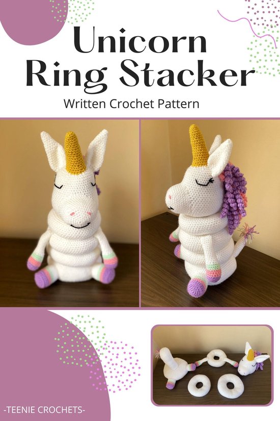 Unicorn Ring Stacker: Written Crochet Pattern (ebook), Teenie Crochets ...