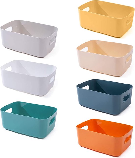 7-pack plastic opbergmand, meerdere kleuren opbergdozen, organiserende ...
