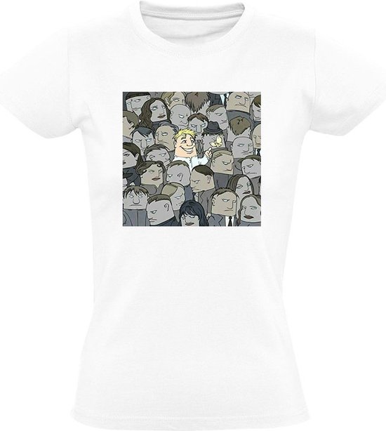 Gezichten Dames T-shirt - boos - blij - vrolijk - raar - mensen ...