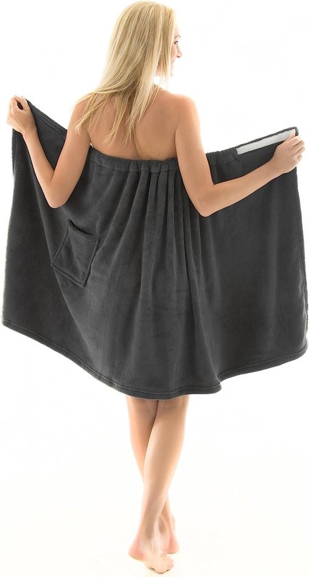 Samoa Saunakilt dames L/XL antraciet microvezel sauna kilt coral fleece ...