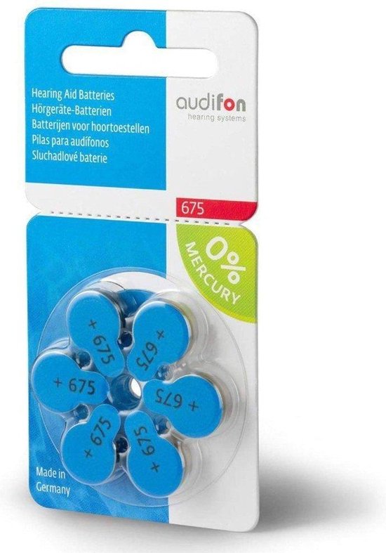 Audifon P675 hoortoestelbatterij blauw (60 stuks) | bol