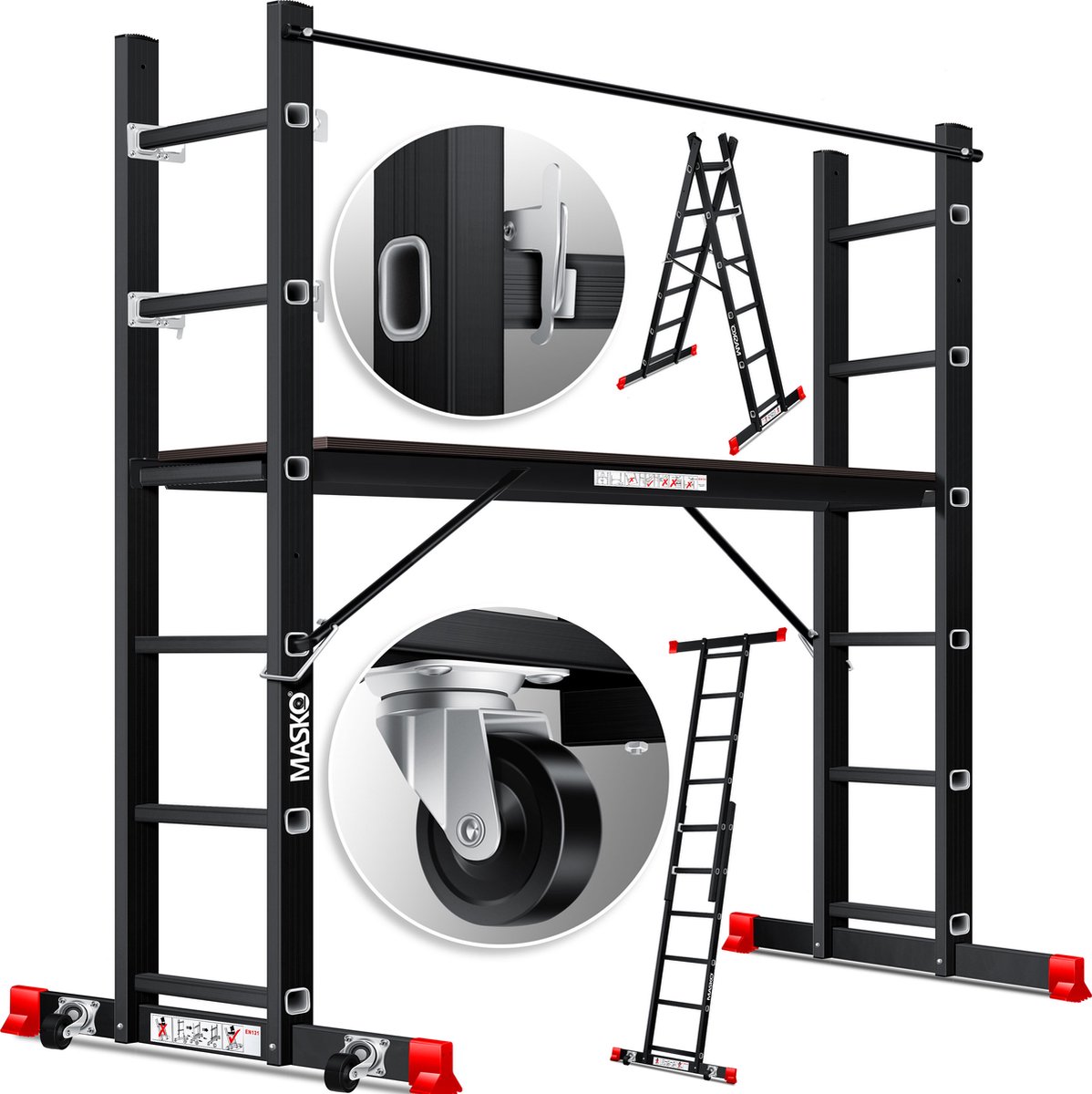 Masko® Kammersteiger Aluminium Steiger Multifunctionele Ladder ...