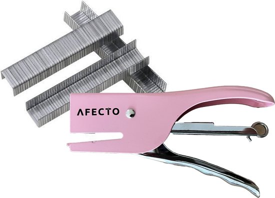 Afecto nietmachine met 1000 nietjes - Roze- metaal - lengte 14 cm | bol