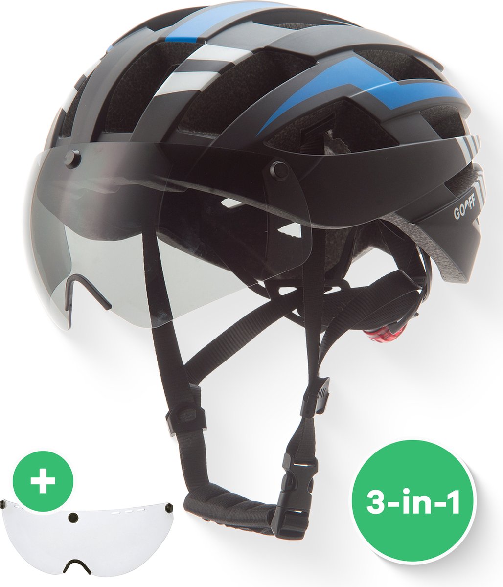 GOOFF Blitz 3 in 1 fietshelm en e-bike - maat L - met 2 vizieren ...