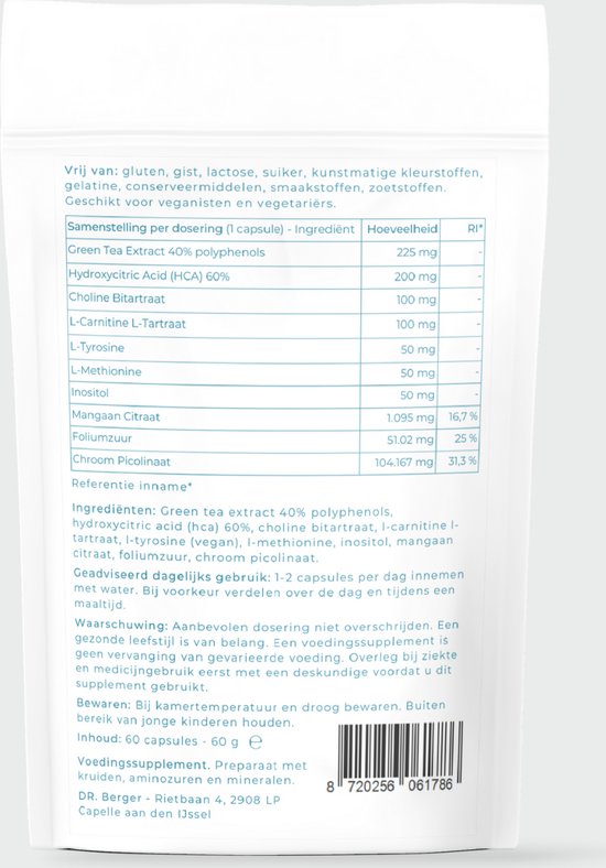DR. BERGER - Afvallen - Fatburner - Afslankpillen - 60 capsules | bol.com