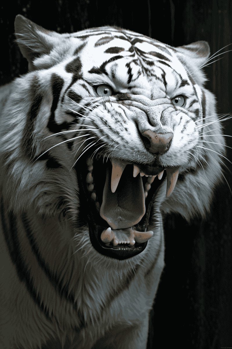 Tijger Poster | Tijger grom | Witte Tijger | 61x91cm | Geschikt om in ...