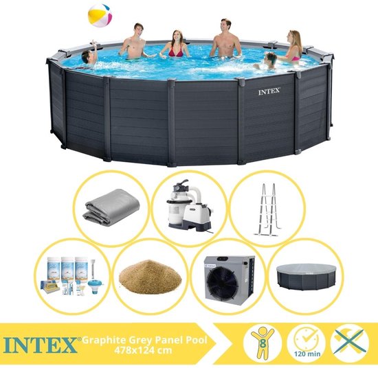 Intex Graphite Gray Panel Zwembad - Opzetzwembad - 478x124 cm ...