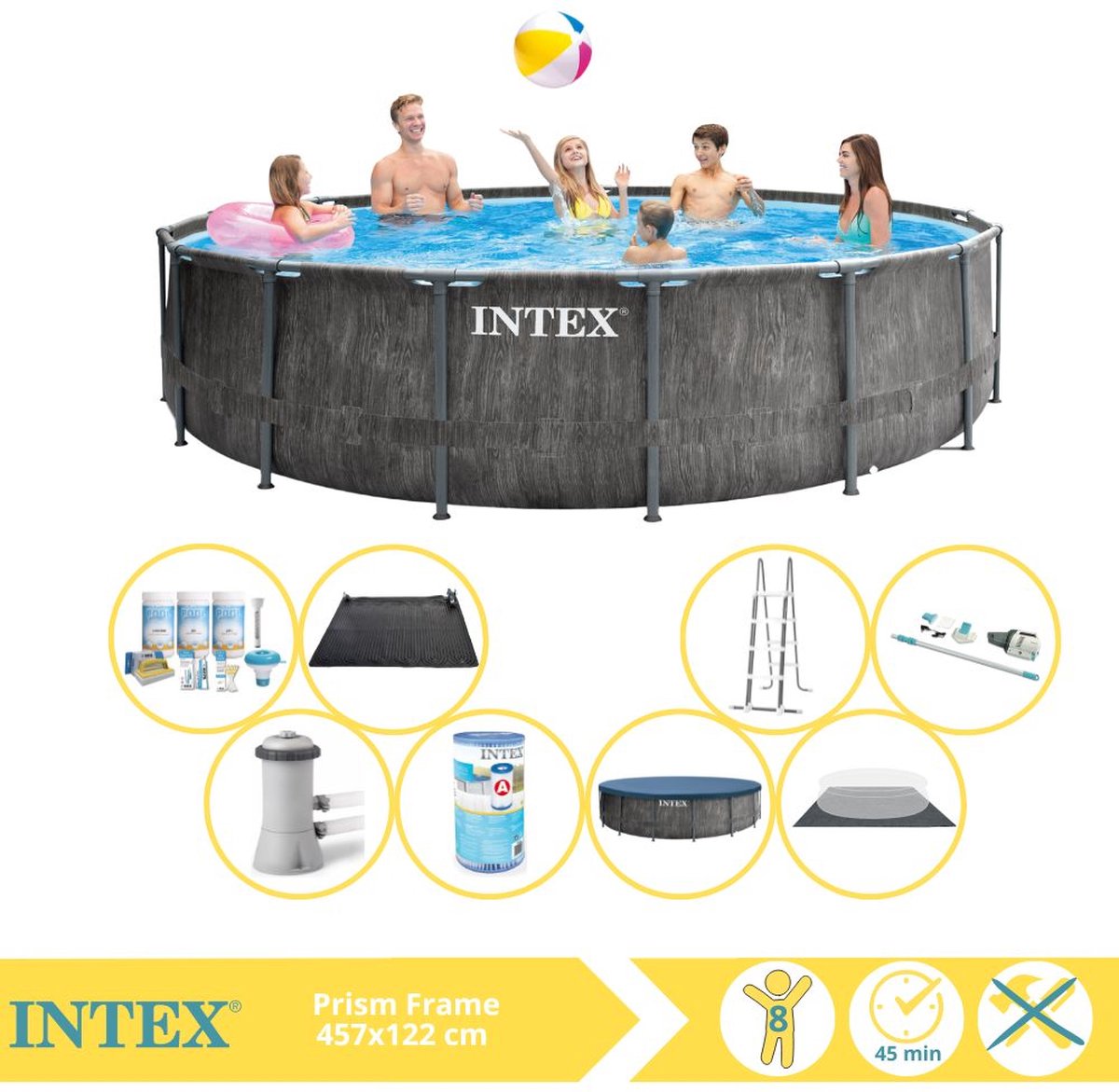 Intex Prism Frame Greywood Zwembad - Opzetzwembad - 457x122 cm ...
