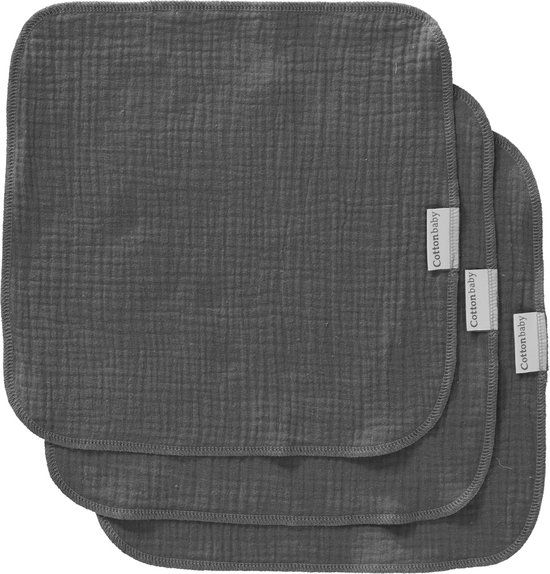 Cottonbaby - Spuugdoekjes - antracietgrijs - per set van 3 | bol.com