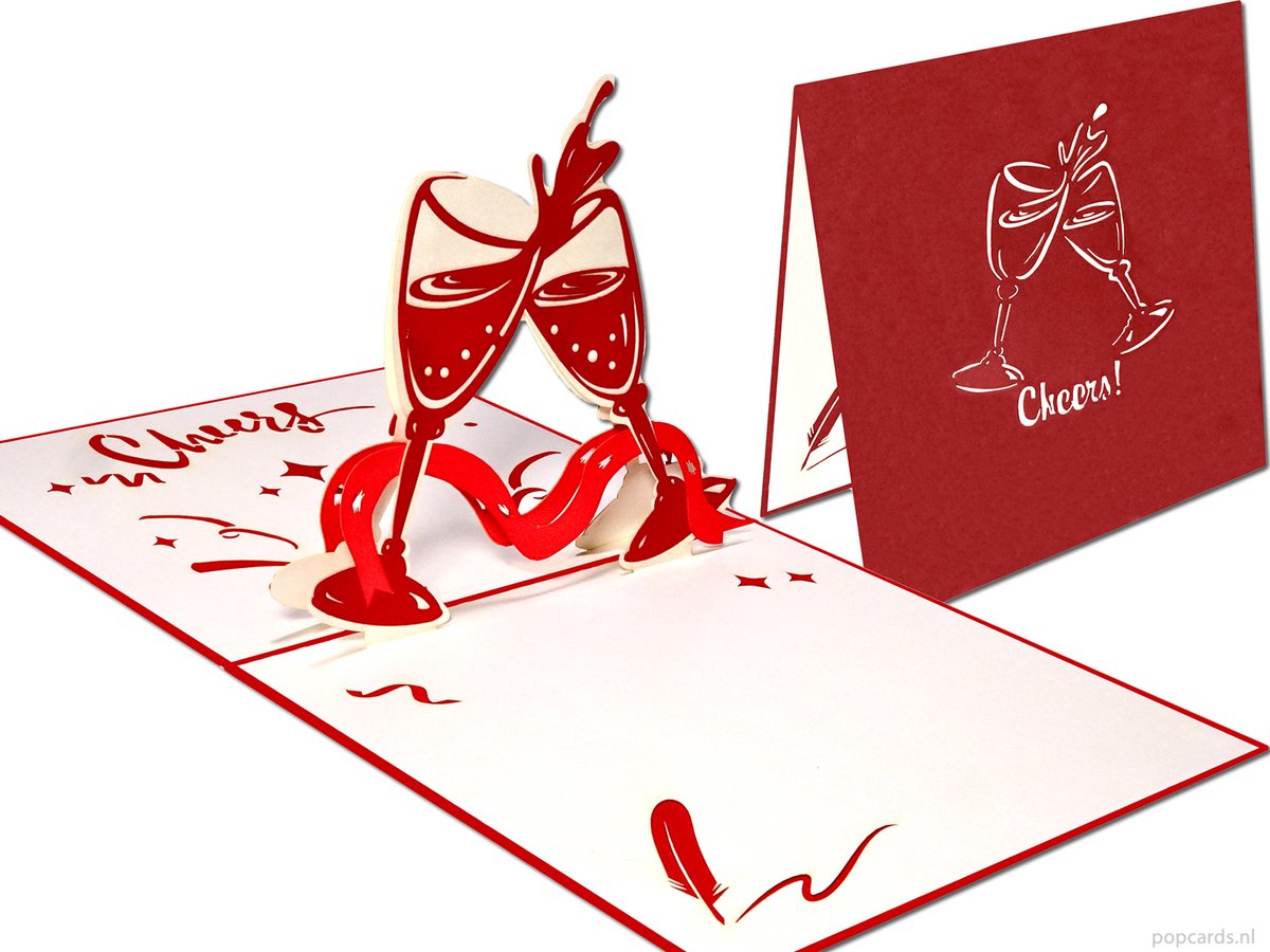 Popcards popupkaarten – Cheers Proost Wijnglazen Uitnodiging Feest ...