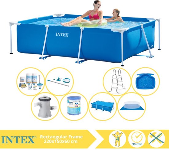 Piscine Cadre Rectangulaire Intex - Piscine Hors Sol - 220x150x60 cm ...