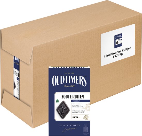Oldtimers - Drop - Zoute Ruiten - 6 doosjes - 235 gram | bol