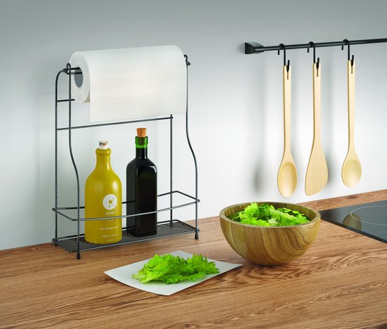 Tomado Metaltex Aanrecht rekje met keukenrolhouder zwart - 360855162 ...