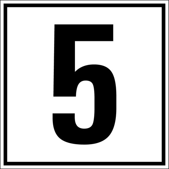 Cijfer bord 0-9, per stuk Cijfer 5 100 x 100 mm | bol