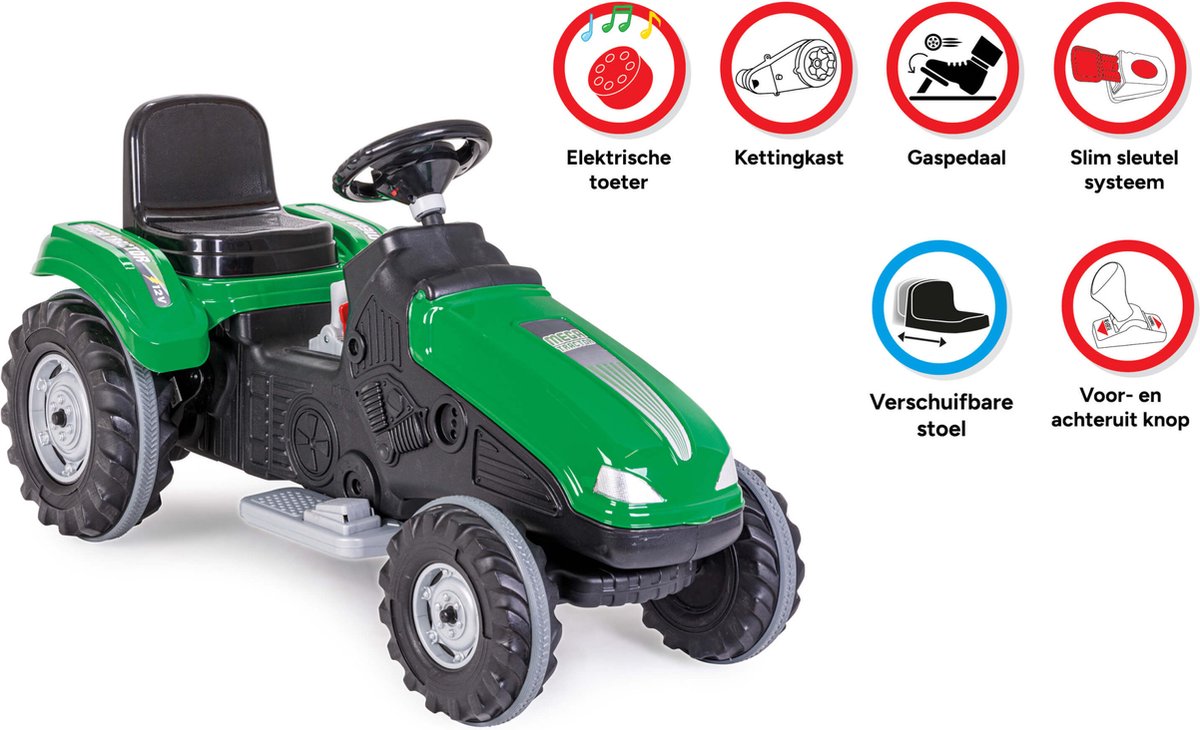 AMIGO Pilsan Mega traptractor- Elektrische Tractor 12v - Groen | bol