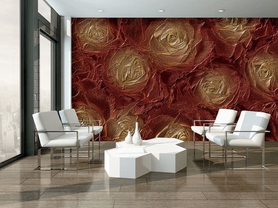 Fotobehang - Vlies Behang - Gouden Rozen Textuur Kunst - 312 x 219 cm | bol