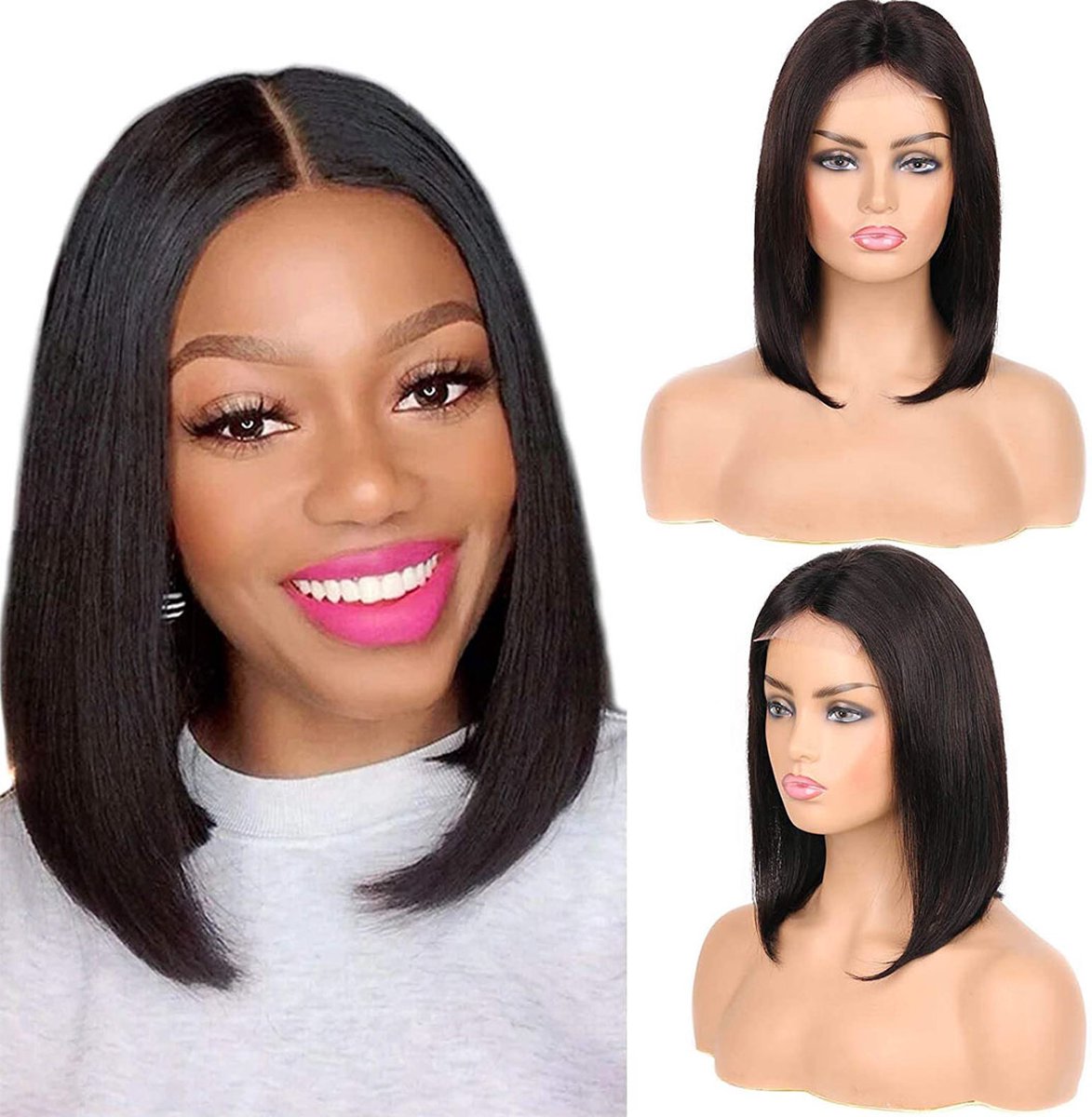 Gratyfied - Pruiken Dames Echt Haar - Pruik Zwart - Pruiken Dames ...